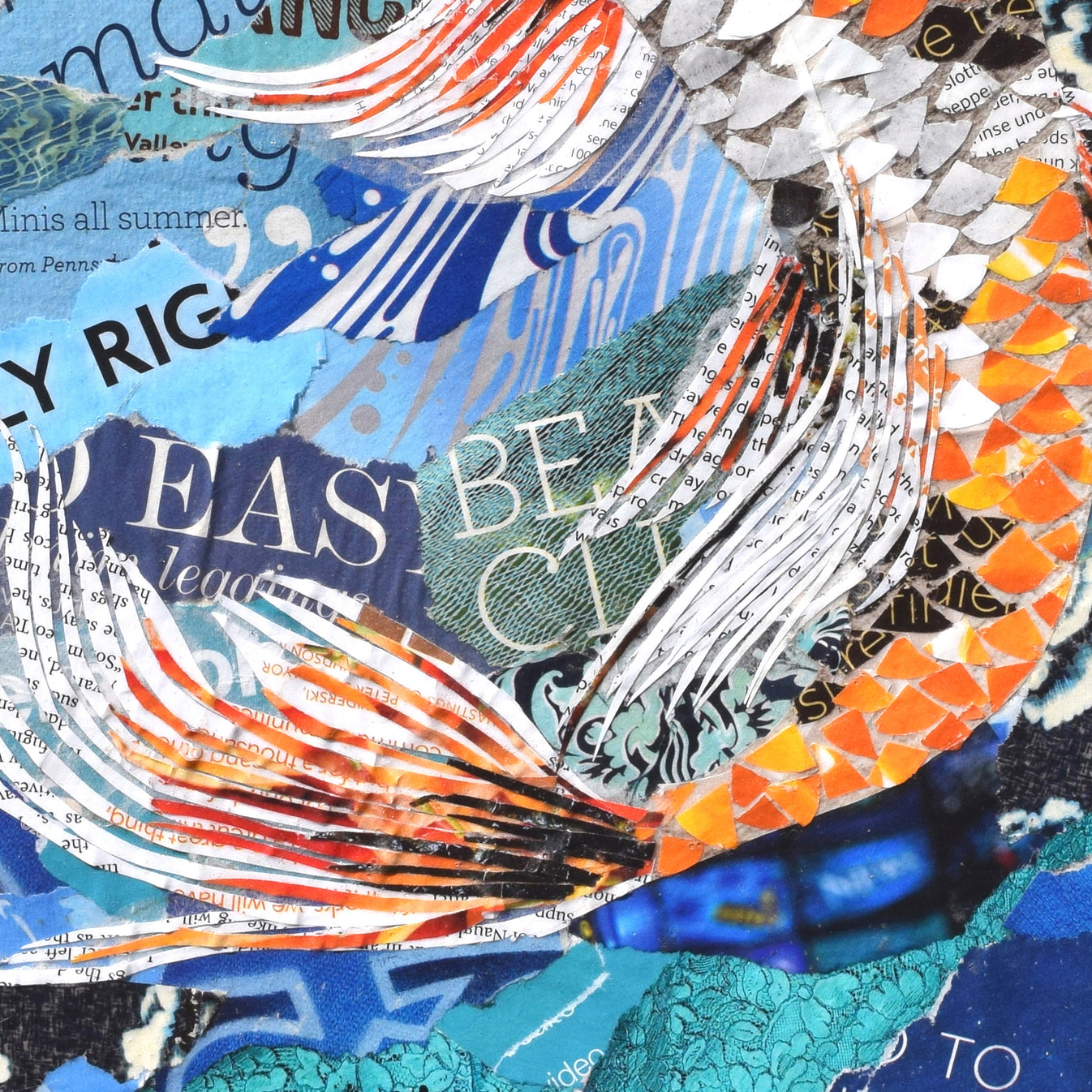 Paper collage art of a fish – Deborah Shapiro Art
