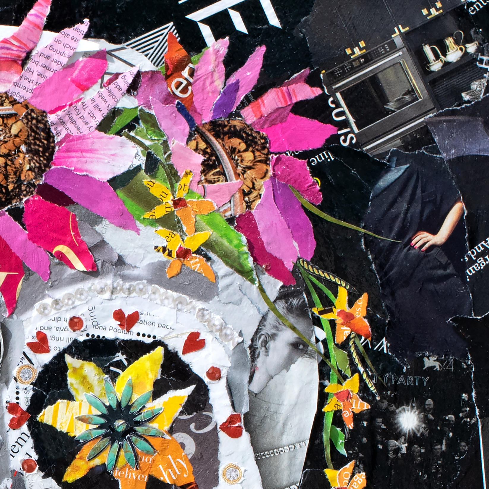 Sugar Skull Collage Art made from magazines – Deborah Shapiro Art
